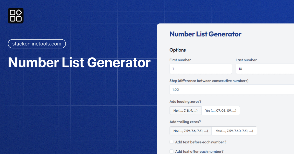 Number List Generator - Random Sequential Number Lists